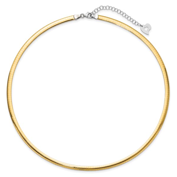 IceCarats 14K Two Tone Gold Reversible 4mm Cubetto Omega Snake Chain Necklace 18 inch