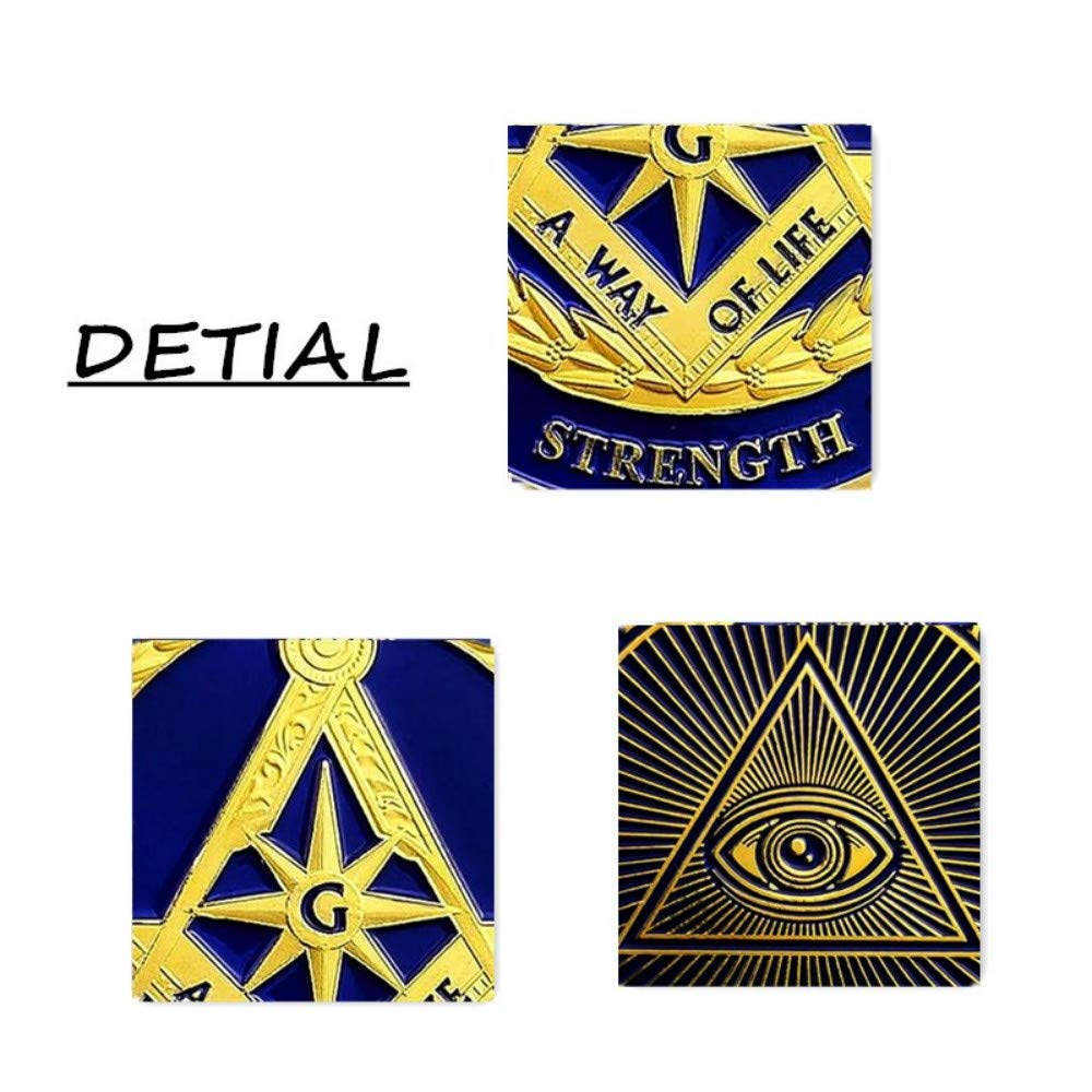 Patpaw Masonic Challenge Coin Brotherhood Freemasons Gold Blue Freemasonry Coin