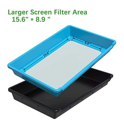 Naturehydro Tray - Heavy Pollen Bud Trimming Trays for Herbs Collecting, Sieve Sifter with 150 Mesh Screen Dry Sift Set (Blue)