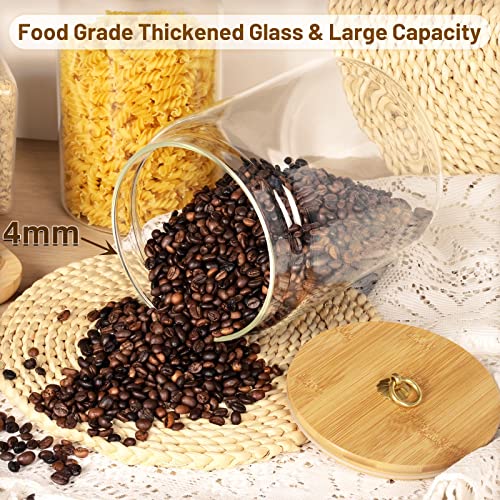 Totexil Large Glass Jars, 1 Gallon Thicken Glass Food Storage Jars with Bamboo Lids, Airtight Glass Canisters with Mental Handle, Kitchen Storage Containers for Coffee Beans, Cookie, Flour, Rice, Nuts