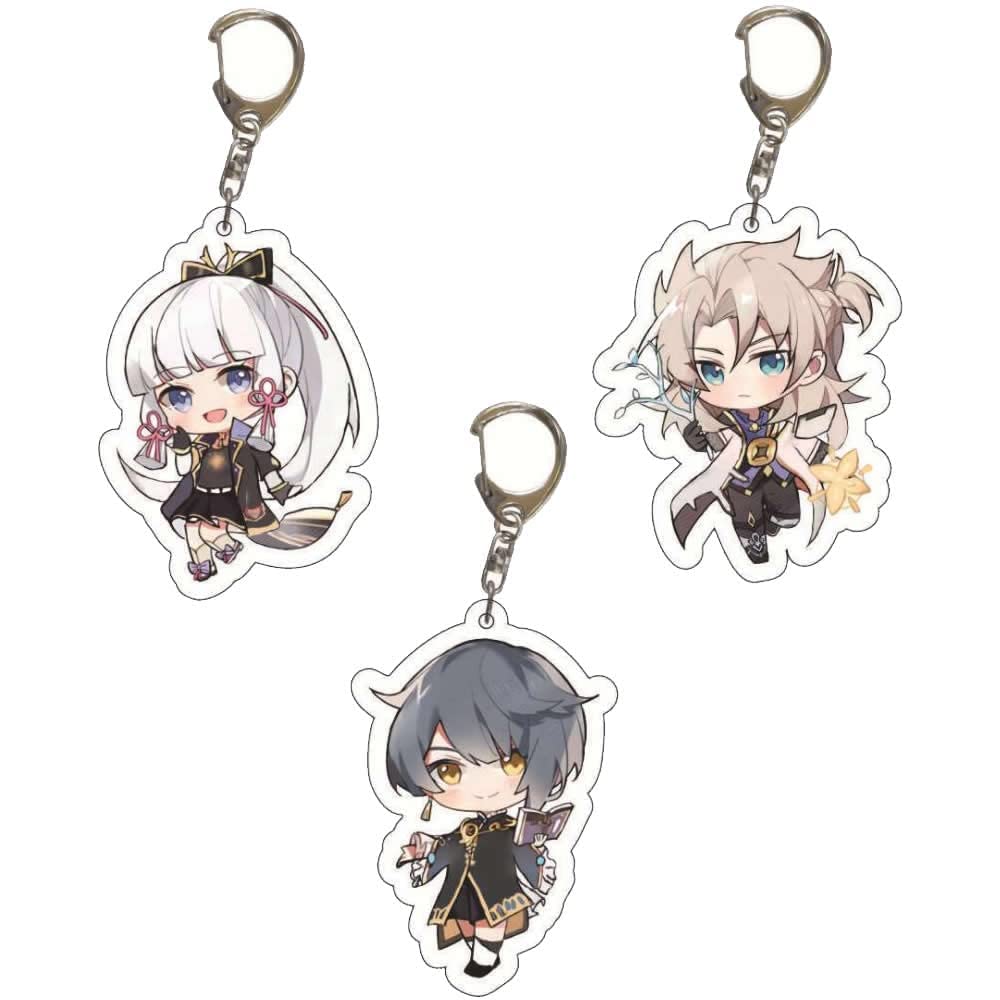 MadelYN 8Pcs Genshin Impact keychains Cute Game Acrylic Keychain Japanese Anime Cartoon Key Charm Rings Anime Figure Keyring Accessories, 5-6CM