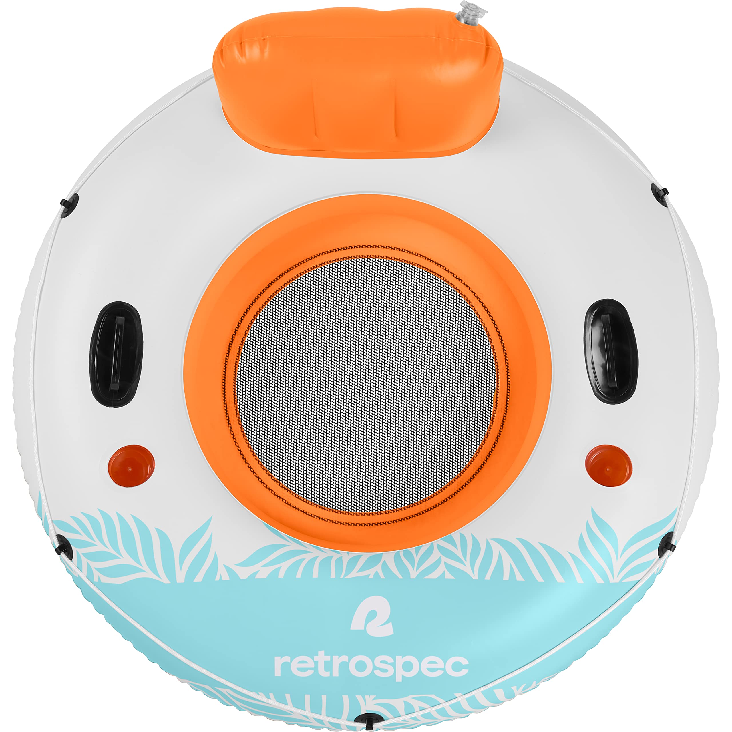 ﻿Retrospec Weekender Float River Tube for Lakes, Rivers, and Pools ﻿with 2 Cup Holders, Built-in Backrest and Wrap Around Grab Rope for Easy Transport - Creamsicle - 48” Inflated - 53” Deflated﻿