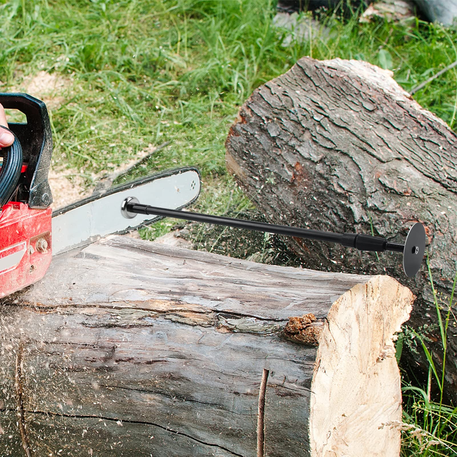 Riomhorry Firewood Measuring Tool, Adjustable Firewood Cutting Tool Freely Adjust between 16'' and 26'', Firewood Gauge Attaches to Chainsaw Bar to Measure Firewood Length
