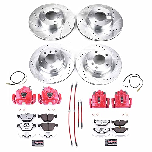 Power Stop Front and Rear KCH11321-26 Z26 Street Warrior Brake Pad Rotor Caliper and Hose Kit