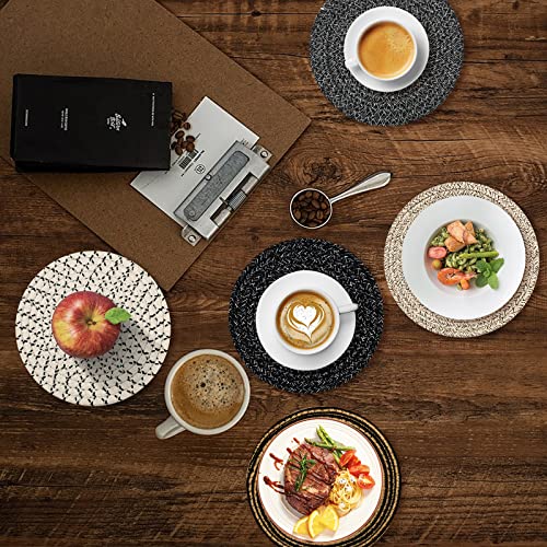 Trivets for Hot Dishes, Large Trivet for Hot Pots and Pans 8 inches, Hot Pads for Kitchen Table, Coasters Cotton Mat to Protect Counter, Cooking Potholder (Stripe 5 Pcs)