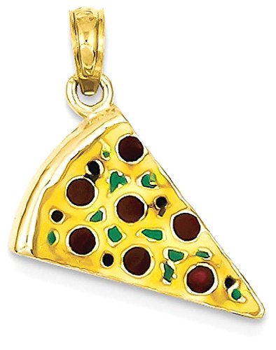 IceCarats 14K Yellow Gold Pizza Slice Necklace Charm Pendant Only