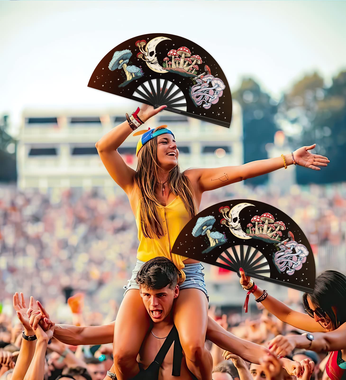 Riccioofy Set of 6 Rainbow Folding Fans -Hand Fan Foldable-Pride Accessories-Hand Fans for Women Foldable