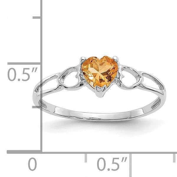 IceCarats 14K White Gold Yellow Orange Citrine Heart Love Ring Gemstone Band November Birthstone Jewelry Size 6