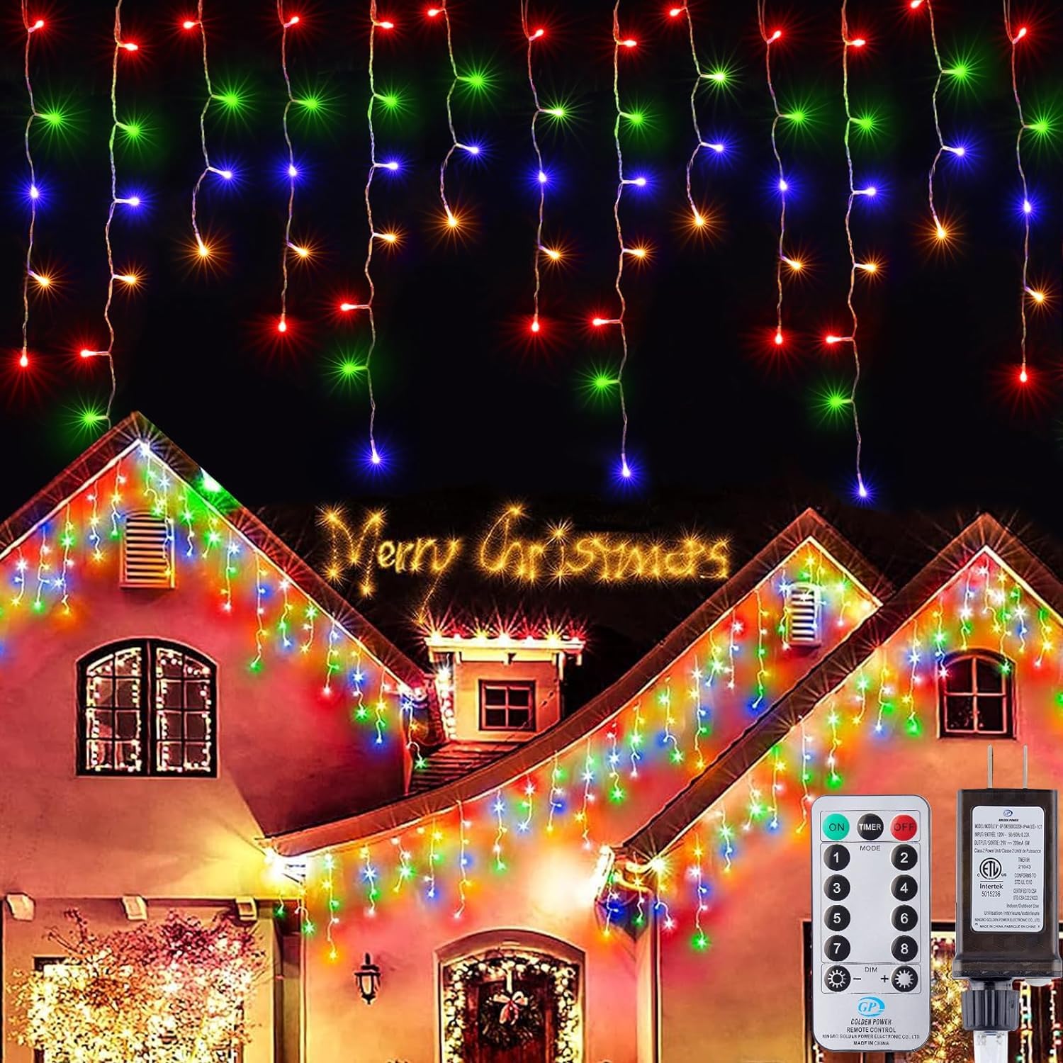 Icicle Lights Outdoor, 19.6FT 306 LED 8 Modes Icicle Christmas Lights with 54 Drops, Icicle String Lights with Remote &Timer, Waterproof Fairy Lights for Indoor Patio Tree House Decor, Pure White