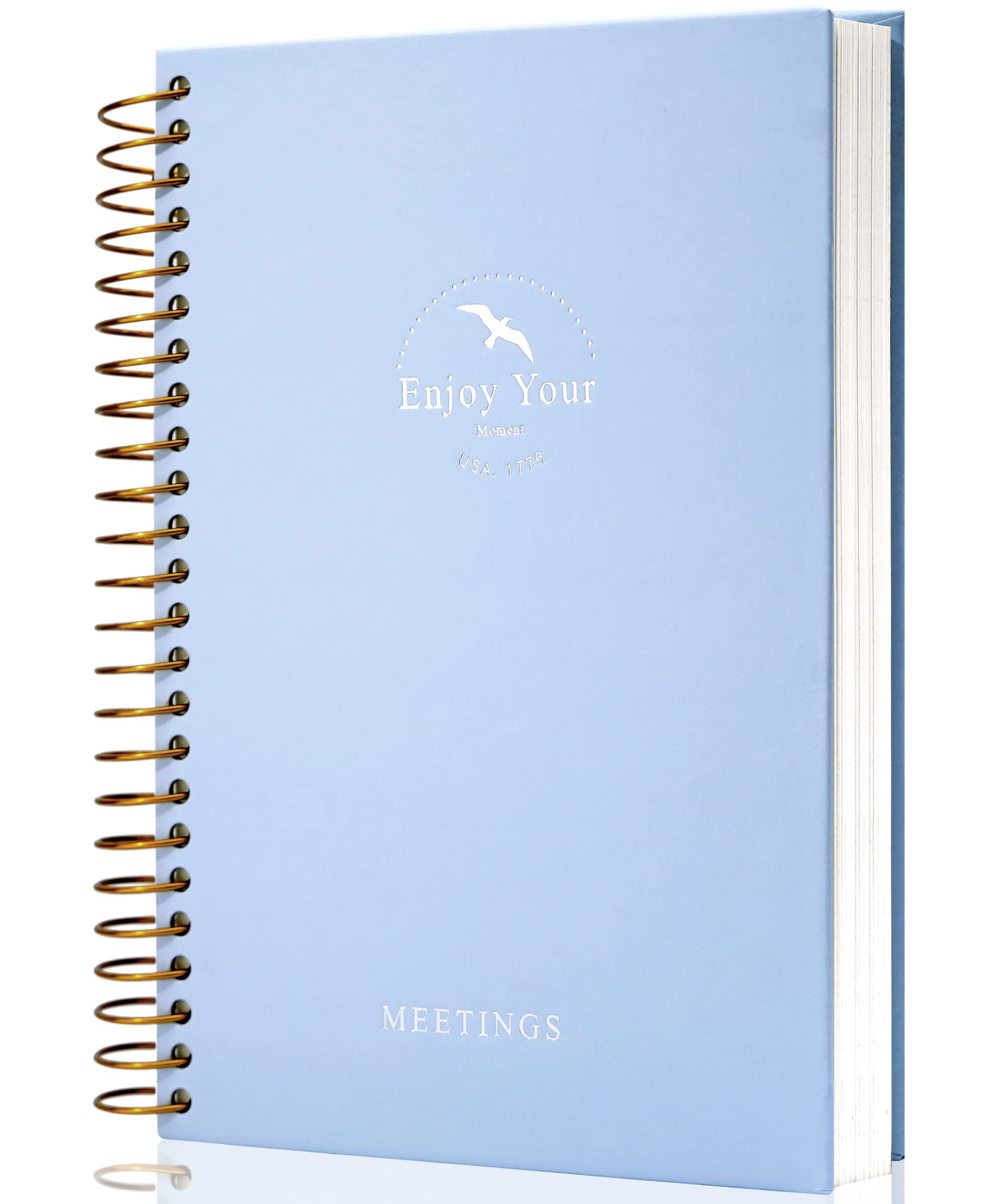 Meeting Notebook for Work with Action Items 120 Sheets Meeting Planner Organizer for Office Meeting Agenda Book Spiral Meeting Notes Notebook for Women Men, A5 Blue
