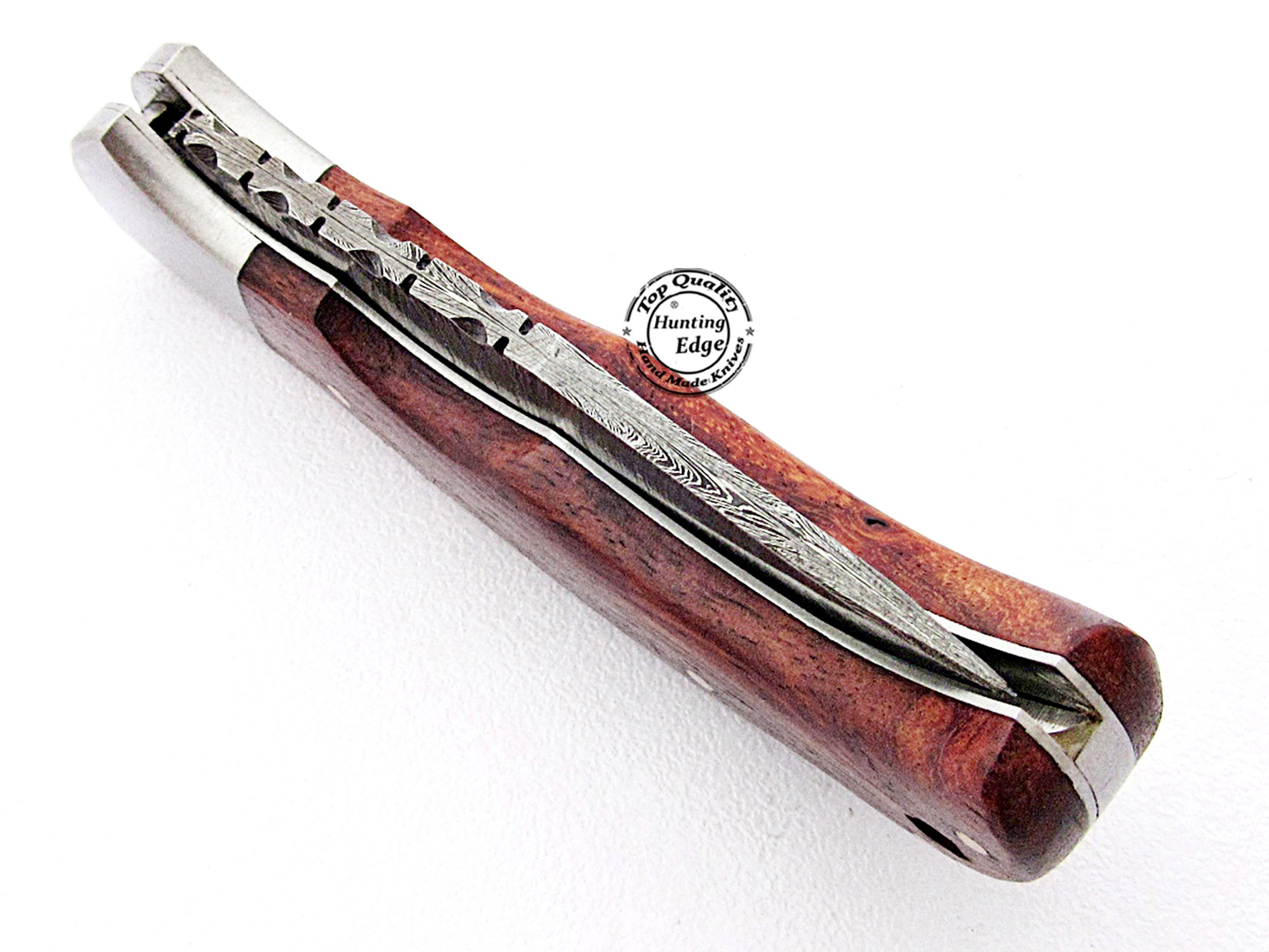 Hunting Edge Rose Wood 6.5'' 100% Handmade Damascus Steel Folding Pocket Knife 100% Prime Quality