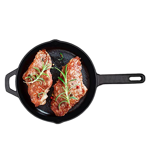 Megamaster 10-inch Round Pre-Seasoned Cast Iron Skillet Pan, Grill Accessory, Camping Cooking Accessory 630-0009P