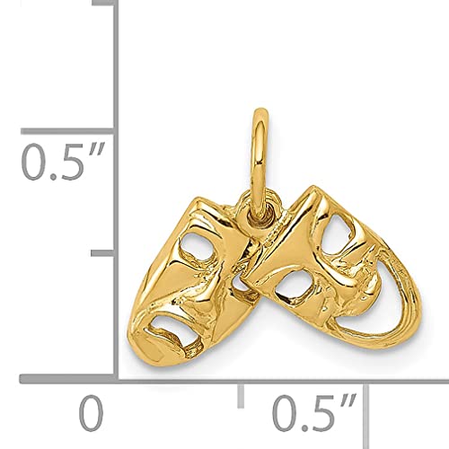 IceCarats 14K Yellow Gold Comedy Tragedy Set Necklace Charm Pendant 15mm x 11mm Only