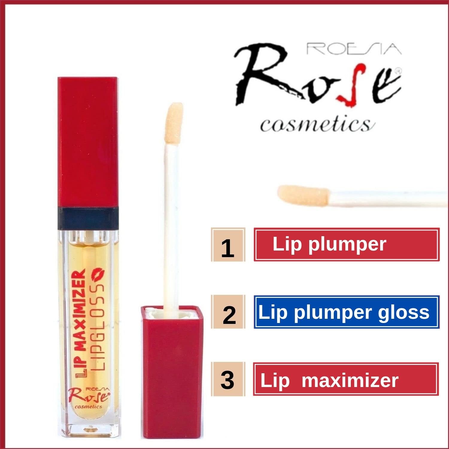 ROESIA Rose cosmetics Effective lip plumping lip gloss used by world stars for magnificent full lips.
