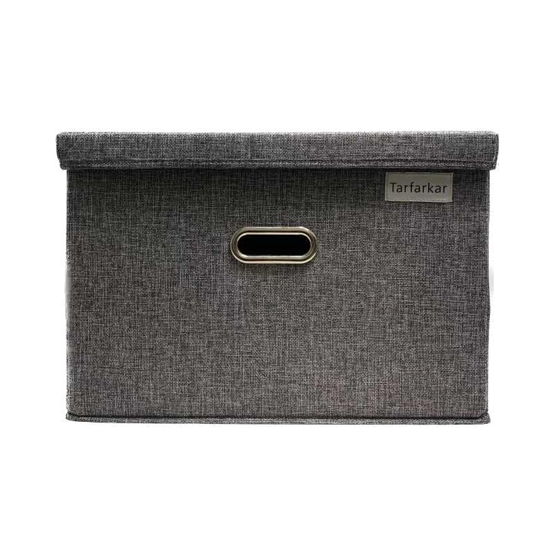 tarfarkar Cotton and Linen Fabric Storage Box, Foldable, Covered, Large