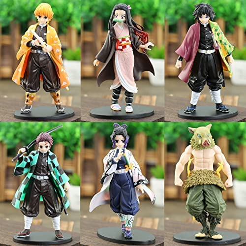 Qivmreti 6pcs Dé.mon Slayer Toy,Dé.mon Slayer Figures,Dé.mon Slayer Action Figure,Tanjirò Kamadò Figure,Tanjirò Kamadò Action Figure,Tanjirò Kamado Toy (Blue)