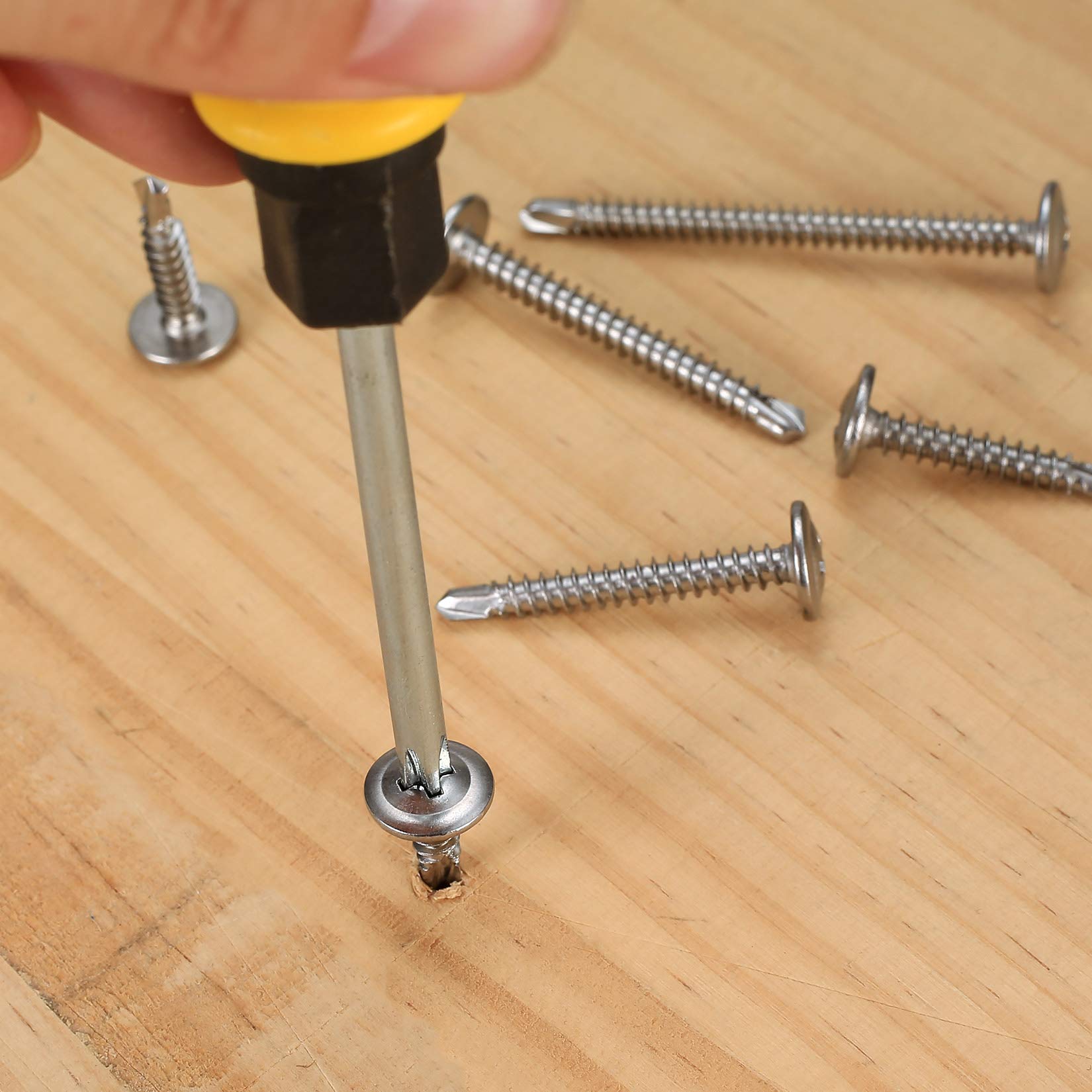 Self Tapping Screws for Sheet Metal, 210 Pcs Self Drilling Screws, Phillips Truss Head Self-Drilling Tek Screws Assortment Kit, Sheet Metal Screws - 1/2", 3/4", 1", 1-1/4", 1-1/2", 2"