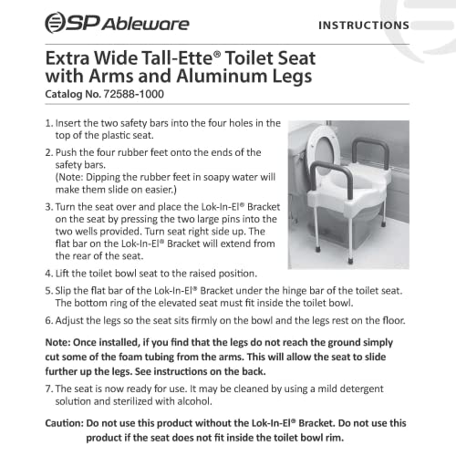 SP Ableware 9155 Tall-Ette Elevated Toilet Seat with Extra Wide Seating Surface and Leg, White