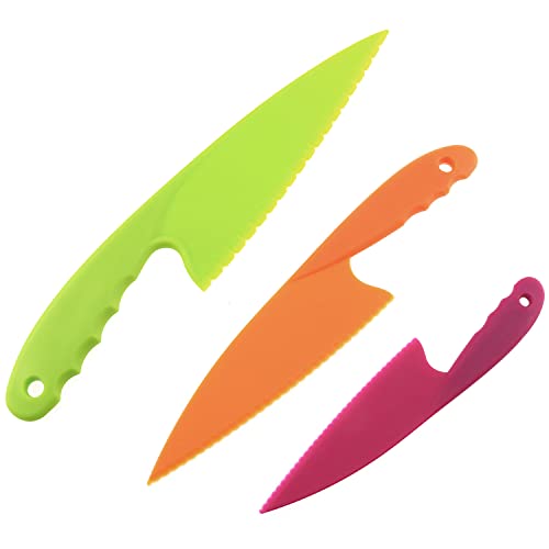 RLECS 3PCS 3 Colors Nylon Kitchen Knife Plastic Knives Set For Fruit Bread Cake Salad Lettuce Knife