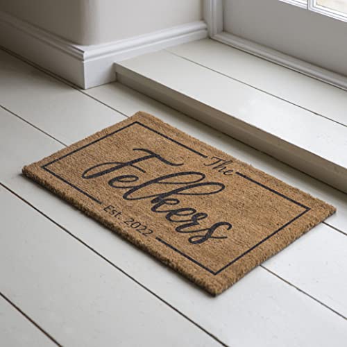 Personalized Last Name Coir Coconut Husk Doormat Door Mat 18x30 or 24x36 (18"x 30")