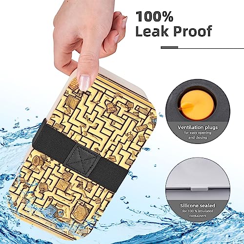 Treasure Maze Adult Lunch Box, Bento Box, With Cutlery Set Of 3, 2 Compartments, Rectangular, Lunch Box For Adults