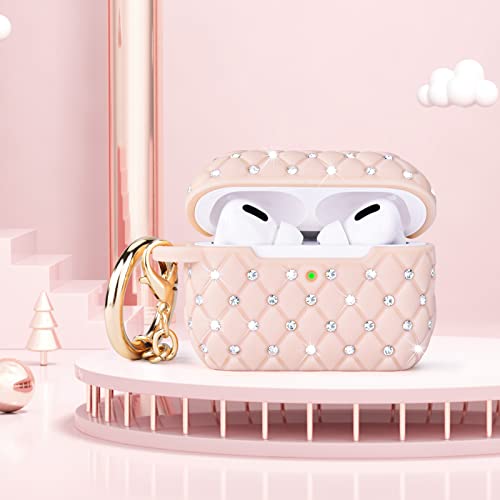 VISOOM Airpods Pro 1st Generation Case - Airpod Pro Bling Cases Cover Women 2022 Crystal TPU Hard Protective iPod Pro Wireless Charging Case Girl Keychain for Apple Airpods Pro 1