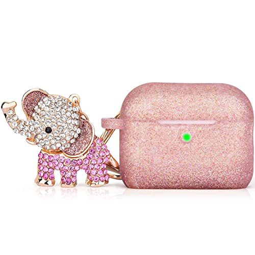 VISOOM Airpods Pro 2 Case Cover Cute with Bling Elegant Keychain for Apple Airpods pro 2nd Generation Case Cover Silicone iPod pro 2 Case Airpods pro 2nd Generation/Air Pro Pods 2nd Gen (Rose Gold)