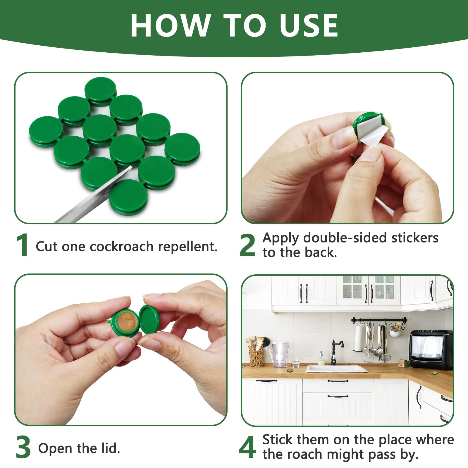 PZQZMAR Roach Killer Indoor Infestation, Roach Bait Station for Small & Large Roaches, Roach Repellent Indoor/Outdoor, Cockroach Killing Traps, Strongly and Effectively Roach Control -12P