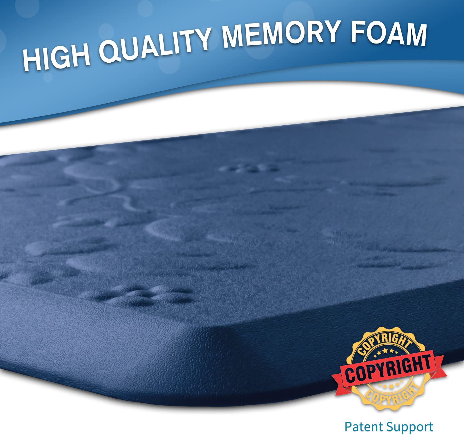 nbstep Anti Fatigue Mats for Kitchen Floor, 3/4" Thick 3D Massage Kitchen Floor Mat - Non-Slip Foam Comfort Cushion for Home Sink, or Yoga, Ergonomically - All Day Support - Stress Relief, Blue