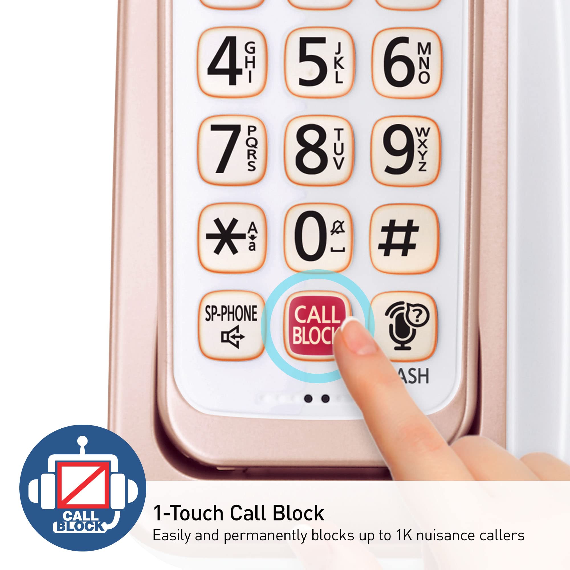 Panasonic Cordless Phone with Link2Cell Bluetooth, Voice Assistant, Answering Machine and Call Blocking, Expandable System with 2 Cordless Handsets - KX-TGD862G (Rose Gold)