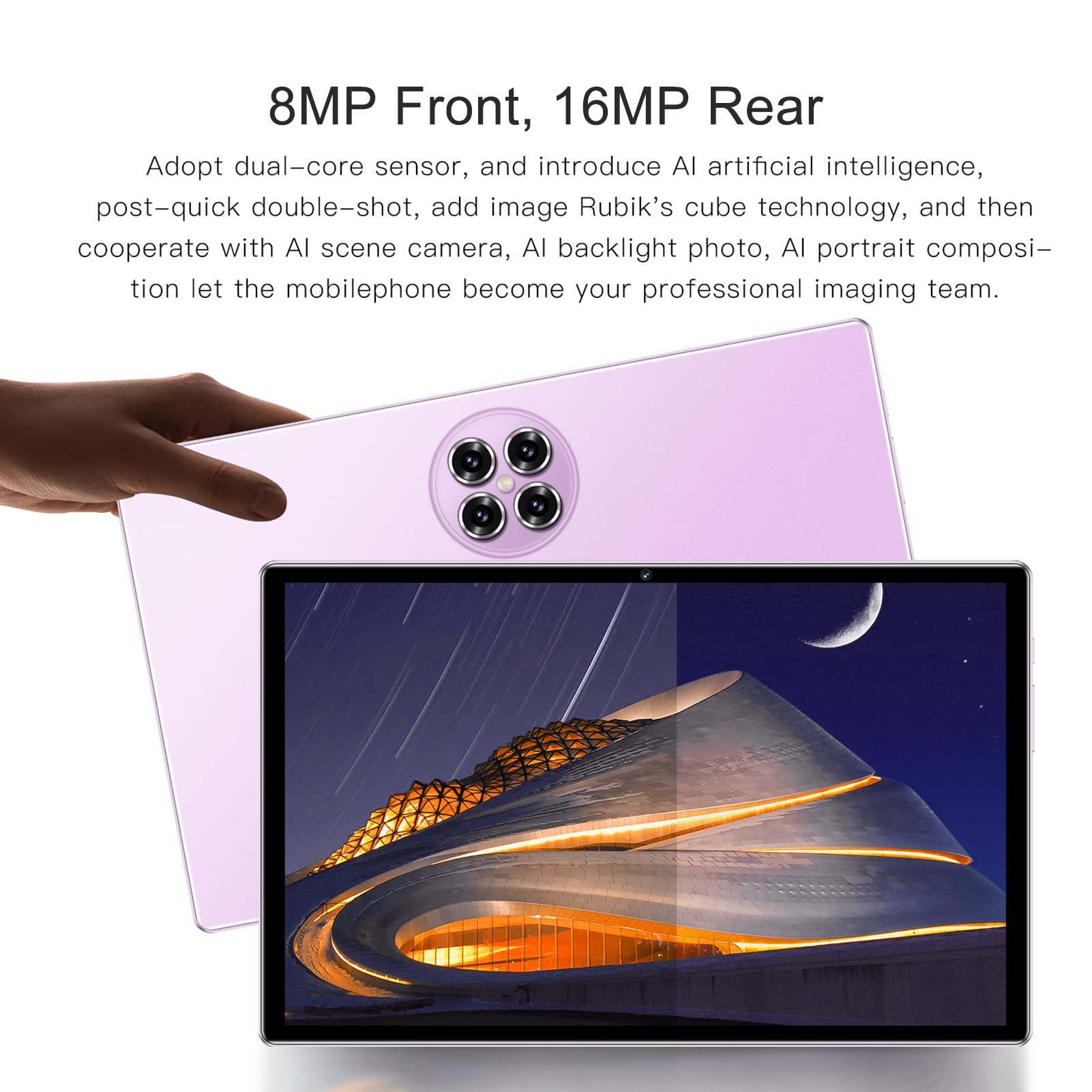ICRPSTU FHD Tablet, 8GB 256GB Tablet 10. 1 Inch 100-240V Fast Charge Support Octa Core 2.4G 5G WiFi with Keyboard for Android 12 for Reading (US Plug)