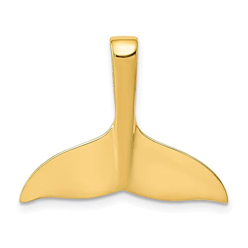 IceCarats 14K Yellow Gold Whale Tail Fish Mermaid Floating Chain Slide Pendant Necklace Charm 19mm x 23mm Only