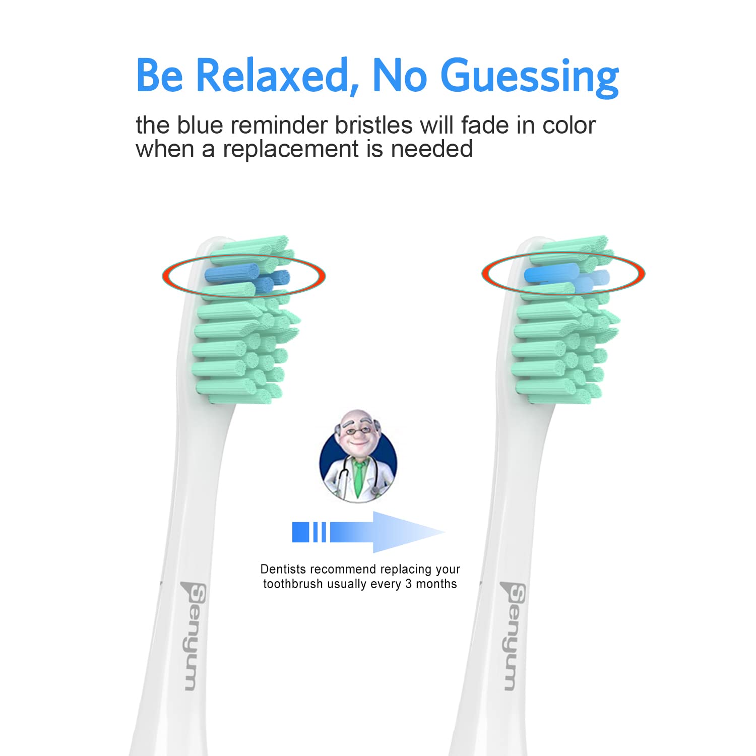 Senyum Replacement Toothbrush Heads Compatible with Philips sonicare E-Series, Replacement Brush Heads Come with Caps, 6 Pack