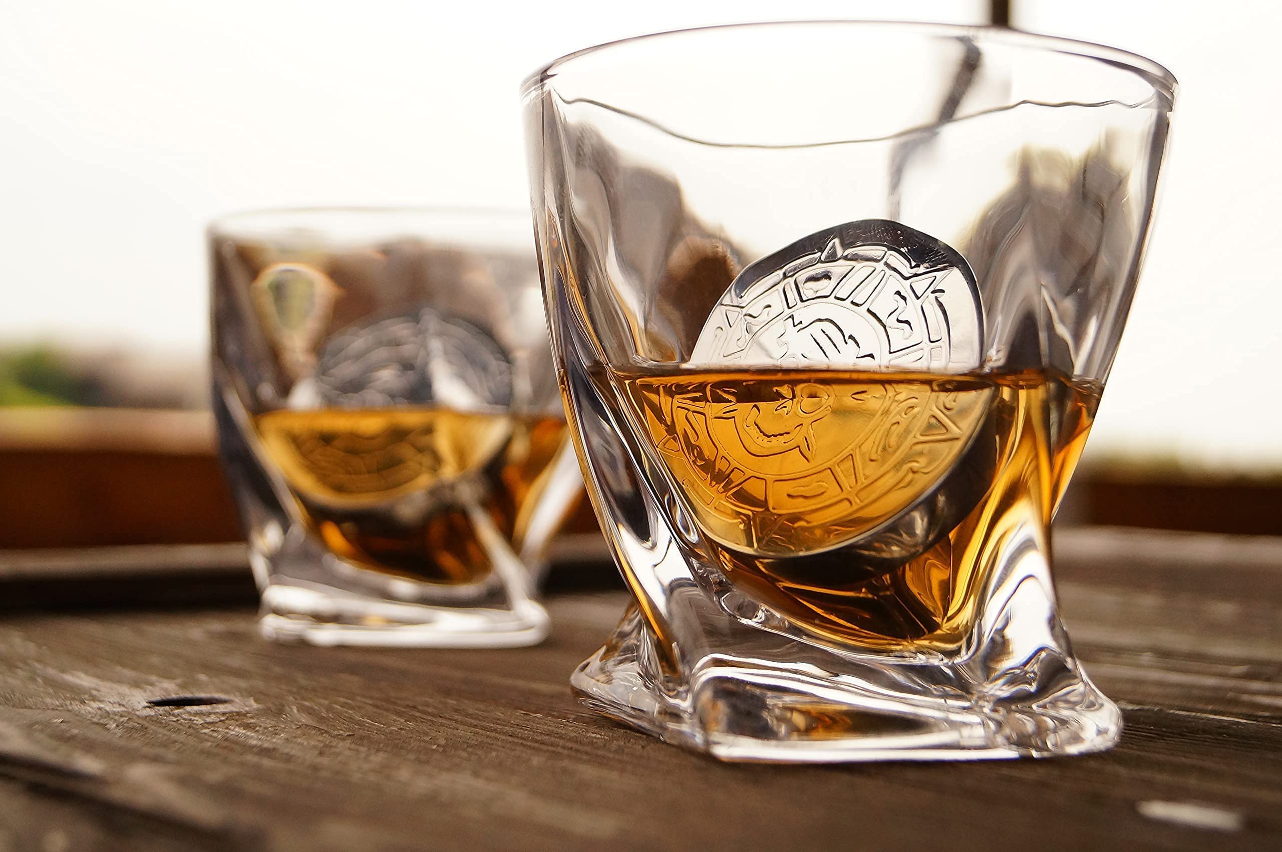 New Pirate Themed Silver Whiskey Decanter and Coin Set, Stainless Steel Whiskey Chilling Stones | 6pc Set with Chest | Whiskey Gift for Men, Dad, Husband, Boyfriend