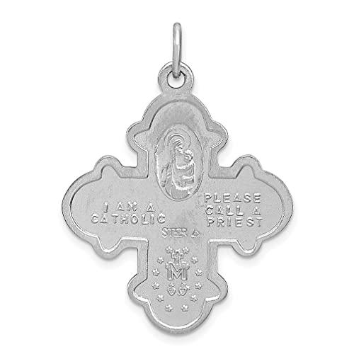 IceCarats 925 Sterling Silver Four Way Holy Cross Religious Medal Necklace Christian Pendant Scapular Charm 36mm x 35mm Only