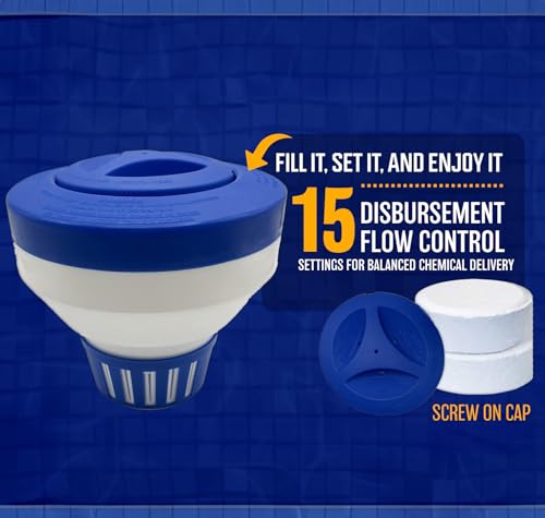 Poolzilla Deluxe Chlorine Feeder, Adjustable Collar Design for Optimal Dispersion, Can Hold Chlorine Tablets up to 3β