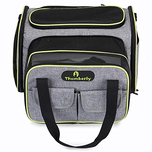 Thumberly Cat Carrier Soft-Sided - Pet Carrier Airline Approved for Medium Cats, Small Animals and Puppy Under 15 Lbs, Small Dog Carrier 1 Side Expandable - Size Small