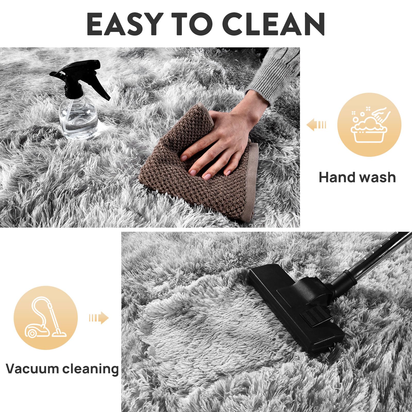 Ultra Soft Fluffy Rugs for Bedroom, Anti-Skid Indoor Carpet Nursery Rugs for Kids Room Home Decor, Rectangular Fuzzy Rug Tie-Dyed Light Grey 5x7 Feet