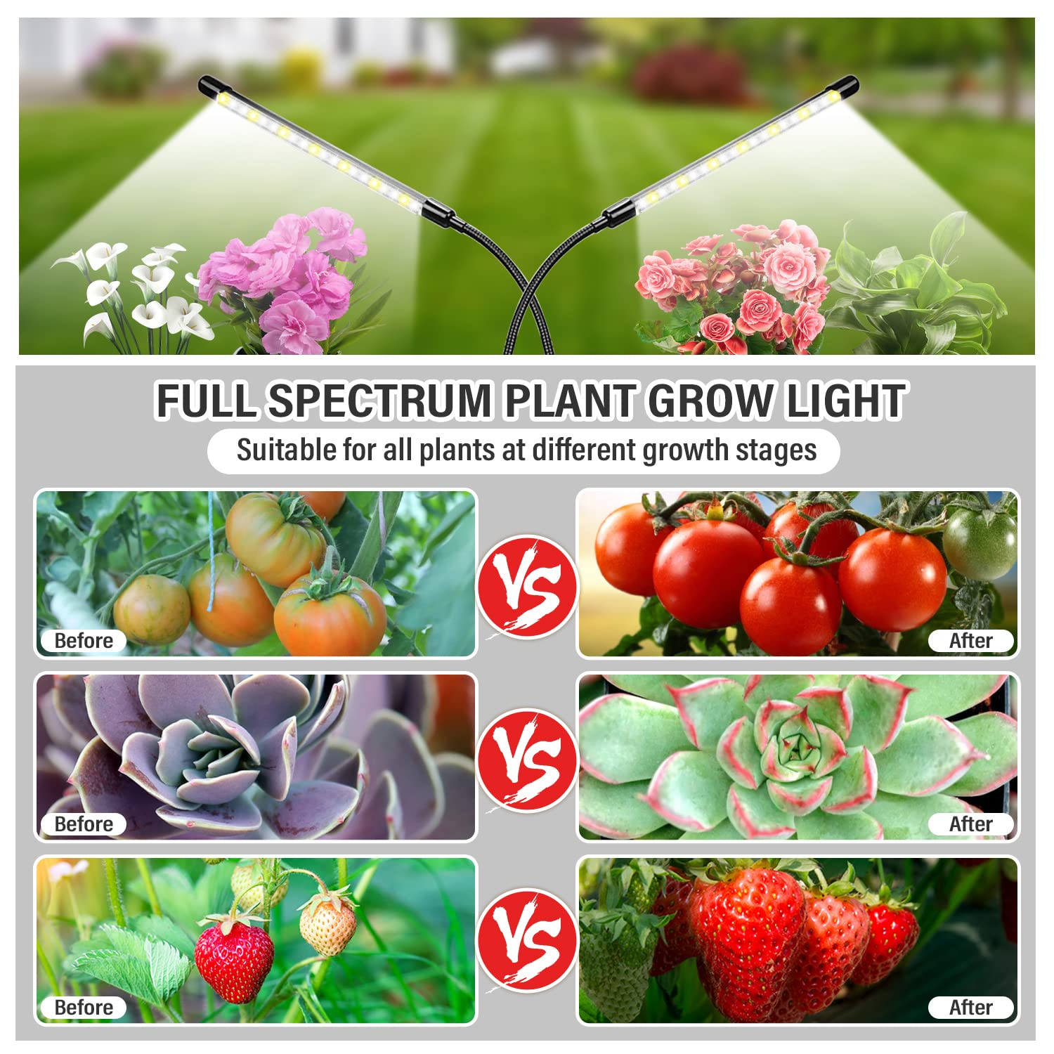 Plant Grow Light for Indoor Plants,Led Grow lamp (2 Head 2 Pack)