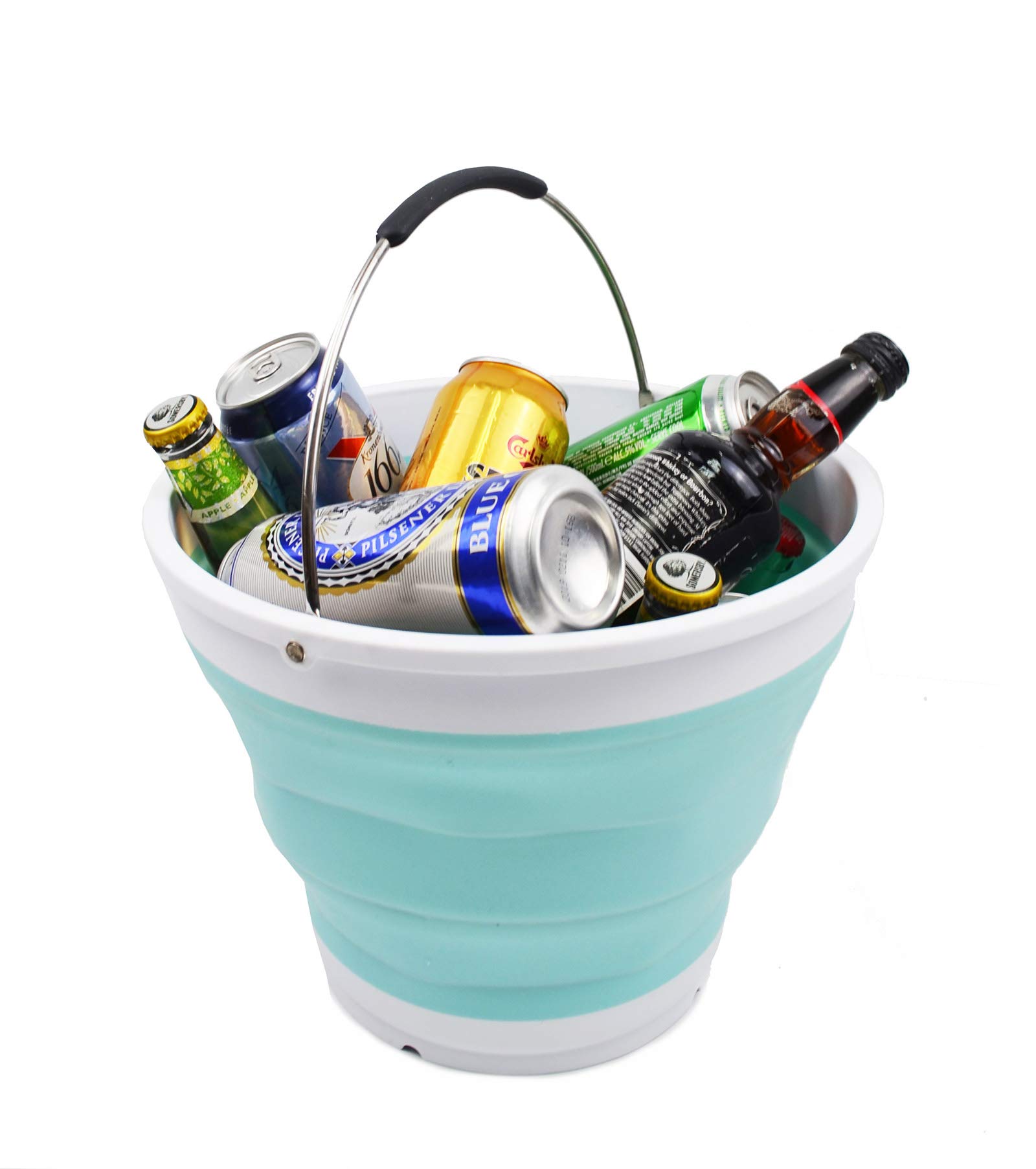 SAMMART 10L (2.64 Gallon) Collapsible Plastic Bucket - Foldable Round Tub - Portable Fishing Water Pail - Space Saving Outdoor Waterpot, 2 Pieces Box Pack