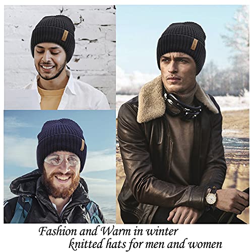 LAPI.ZAPI Winter Hat for Men Fleece Lined Skull Cap Cuff Beanie Outdoor Women Sports Cap
