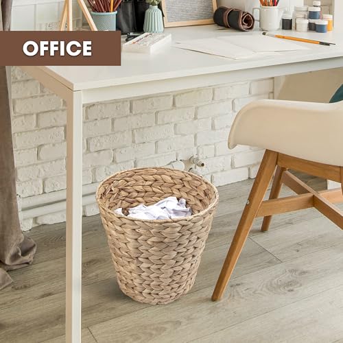 TREVIETDECOR Wicker Trash Can with Lid | Wicker Trash Basket | Wicker Waste Basket for Bathroom, Bedroom, Kitchen, Living Room