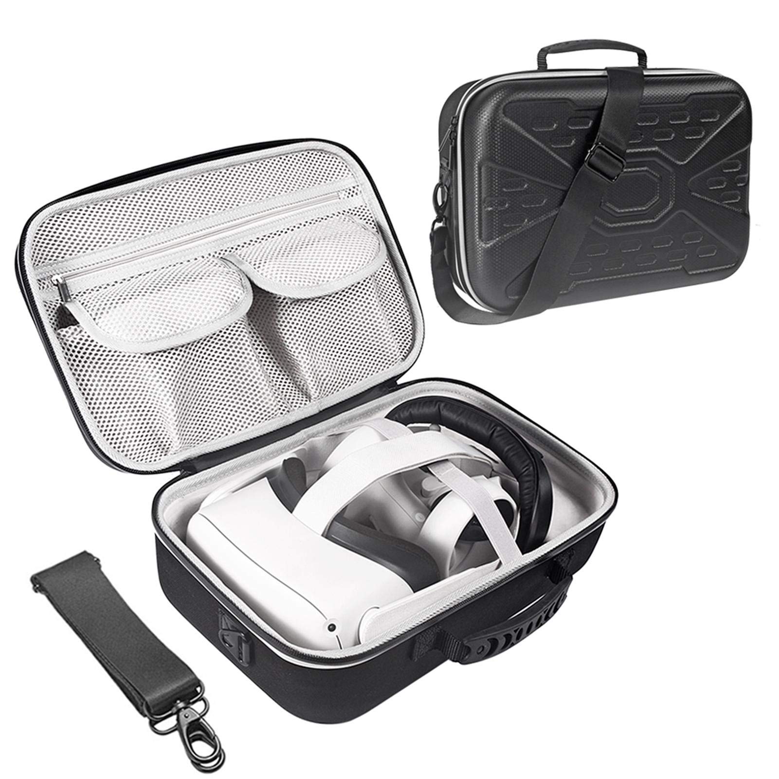 Junglers Hard Case Compatible with Oculus Quest 2 and Oculus Quest VR,Shockproof Water Resistance EVA Hard Storage Bag with Adjustable Shoulder Strap/Black