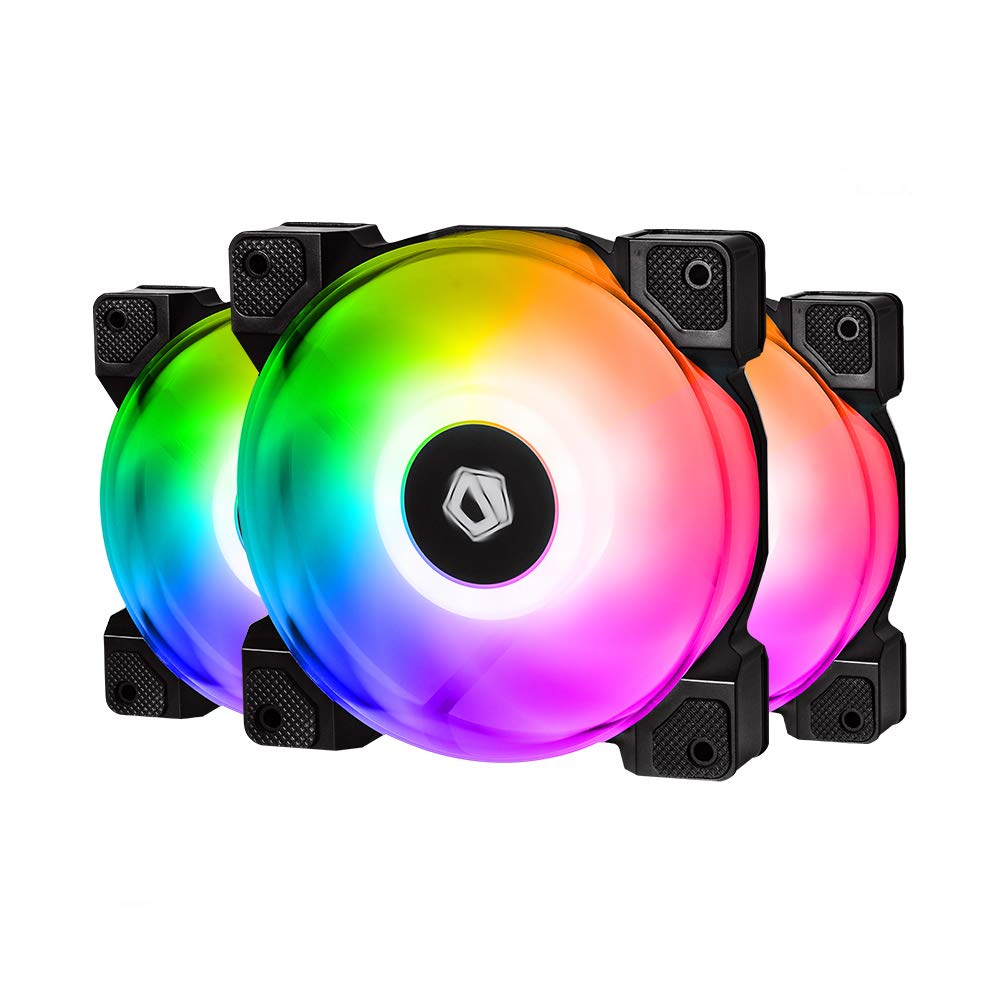 ID-COOLING DF-12025-ARGB Trio PC Case Fan 120mm CPU Cooling Fan Addressable RGB Case Fan 5V ARGB MB Aura Sync PWM Fan for CPU Cooler/Raidator/PC Chassis(Remote Control Included)