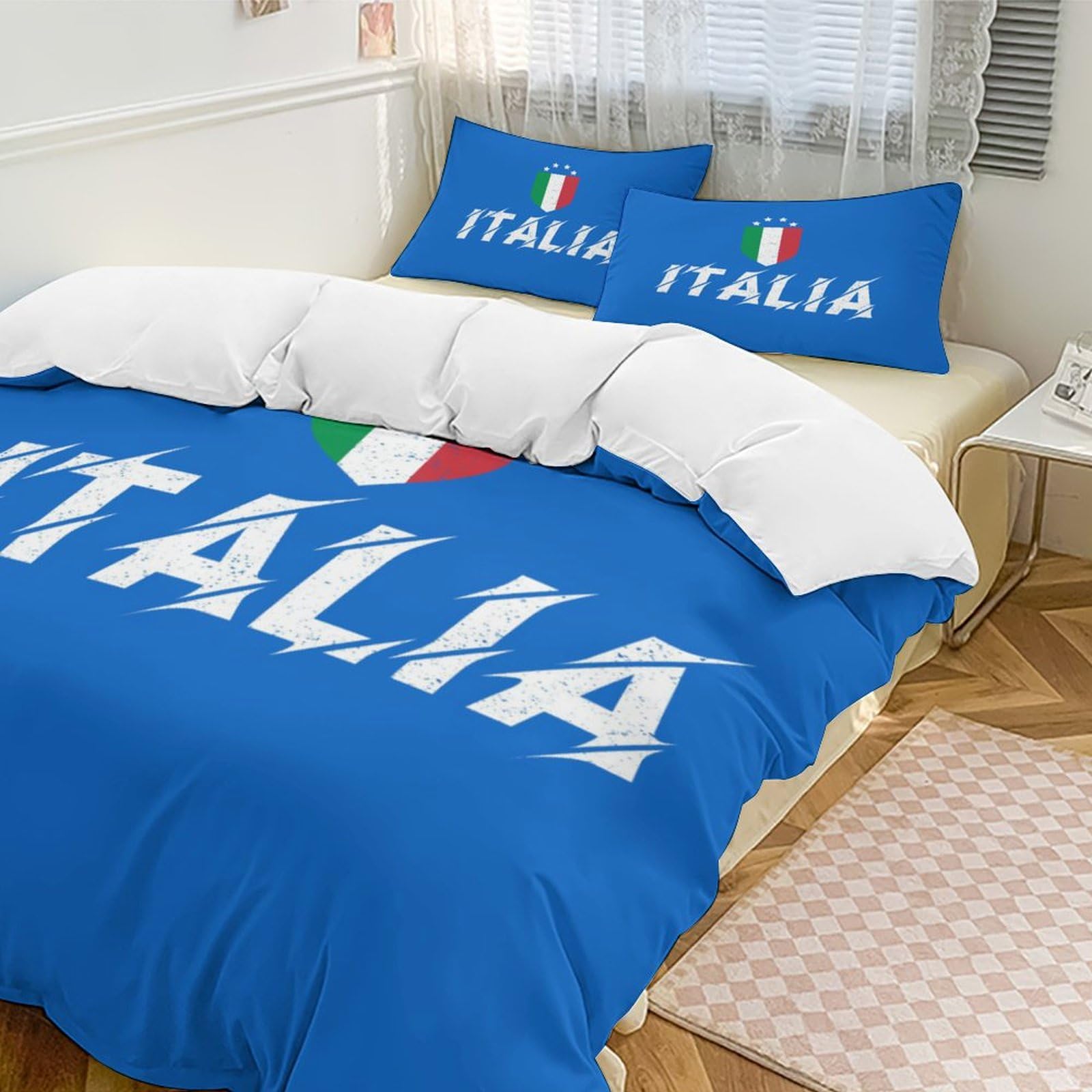 Wvutklf Italian Flag National Bedding Comforter Sets Lightweight Ultra Soft Comforter Bedding Set 3 Pieces (1 Duvet Cover, 2 Pillowcases) with Zipper Closure