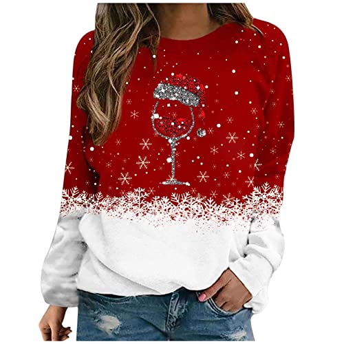 Sweatshirt For Women Plus Size Cute Elk Pattern Blouse Oversized Long Sleeve Tees Relaxed Fit Workout Tops Clothes Outfits