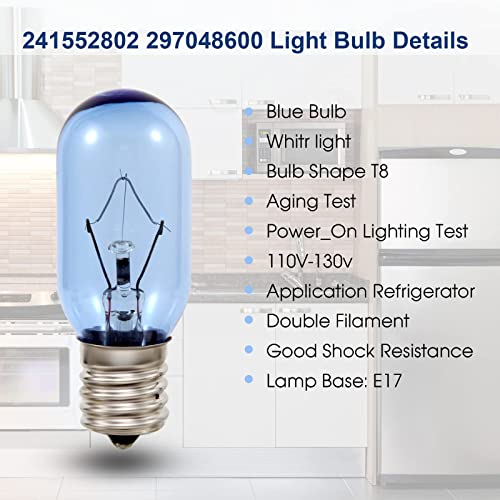 Txdiyifu T8 40W Refrigerator Light Bulb 241552802 297048600 Replacement for Whirlpool KitchenAid Electrolx Kenmore Frigidaire Light Bulb
