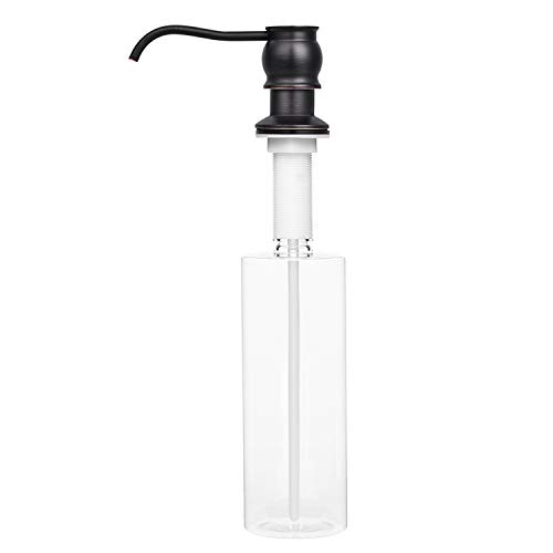 SAMODRA Kitchen Sink Soap/Lotion Dispenser, Brass Pump Head Oil Rubbed Bronze 17 OZ Bottle Built in Design Refill from The Top for Granite Thick Deck Installs