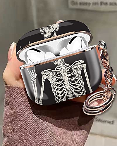 Txocouk for Airpods Pro Case Protective Shockproof Hard Cover with Keychain Cute AirPods Case Cover,airpods case for Girls and Women and Men (Skull Human Skeleton)