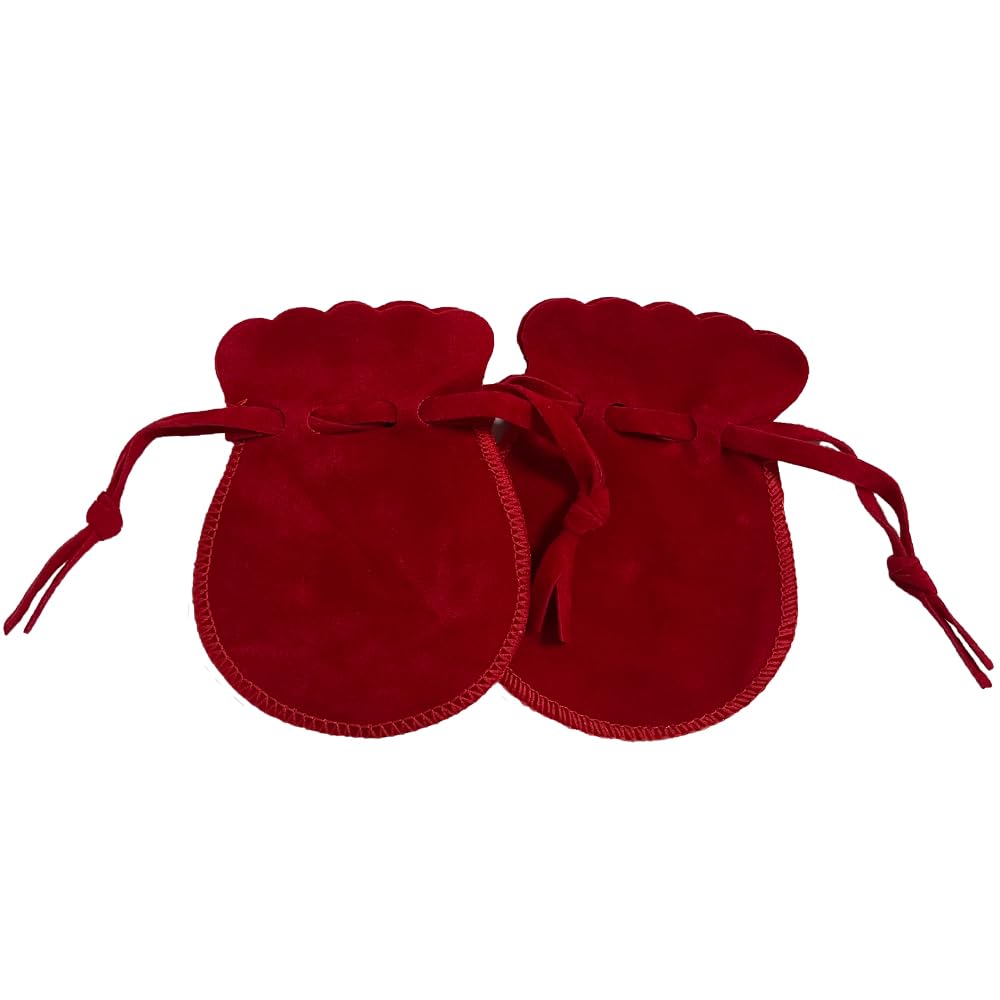 wanerxin 10pcs Mini Small Velvet Drawstring Pouches Gift Bags for Jewelry,Ring,Earrings,Earphone,Wedding Favors, Party Favors,2.7" X 3.6"(red)